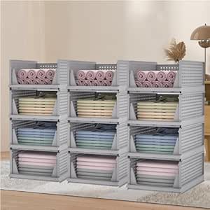 Kuber Industries (Pack of 12 Cupboard Organizer For Clothes | Stackable ...