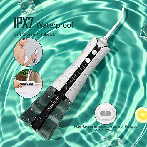 TUREWELL Water Flosser, 300ML Portable Water Teeth Cleaner with 6 Modes, IPX7 Waterproof Oral ...
