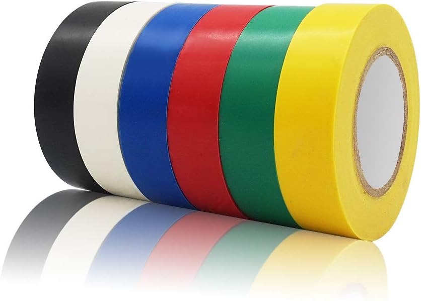 LOMHOK 6 Packs 19mm*20m PVC Electrical Insulation Tape 6 Mixed Colors ...