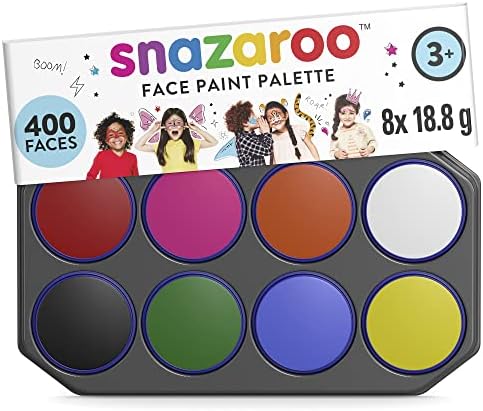 Snazaroo Face Paint Palette Kit, 0.6 Fl Oz (Pack of 8), 8 Colors, 4 ...
