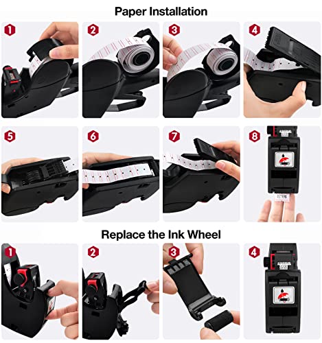 8 Digits Pricing Gun Price Tag Gun, Price Gun with Labels with 3 Ink ...