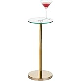 Amazon.com: mDesign Glass Top Side/End Drink Table - Small Modern Round ...