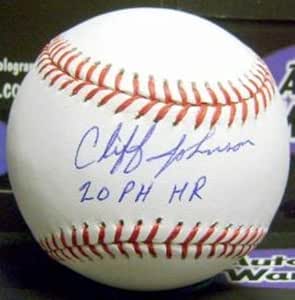 Cliff Johnson autographed baseball inscribed 20 PH HR (Pinch Hit Home ...