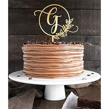 Amazon.com | G Letter Monogram en Mirrored Cake Topper, Wedding Gold ...
