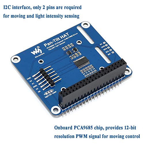 Buy MakerFocus Raspberry Pi 4B Servo Motor Controller PWM Kit, 2-DOF Pan-Tilt HAT for RPi Light ...