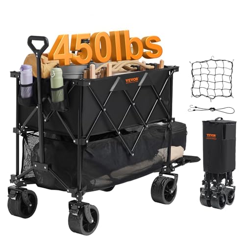 VEVOR 400L Large Collapsible Double Decker Wagon, 50" Extra Long Heavy ...