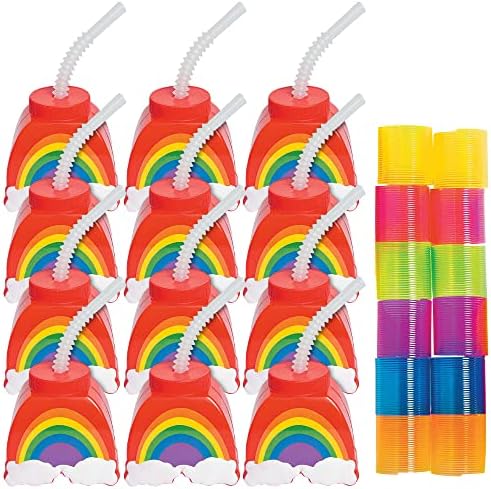 HOME & HOOPLA Favors - Plastic Rainbow Shaped Cups With Lids and Straws ...