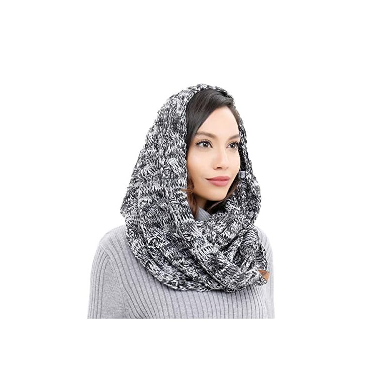 YOOWL Winter Long Circle Scarves Thick Ribbed Cable Knitted Infinity ...