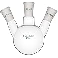 FunChem Three Necks Round Bottom Flask RBF, Glass 3-Neck Boiling Flask with 24/40 Standard Taper ...