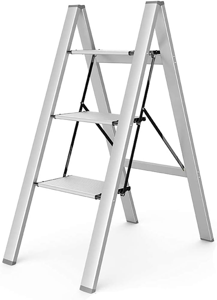 Stepladder 3 Step Aluminum alloy Portable Folding Ladder Indoor Storage ...