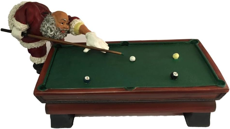 Amazon.com: Santa Playing Pool Figurine Billiards Statue with Cue and ...