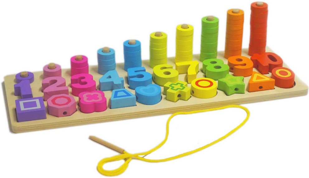 ponny Wooden Shape Sorter Number Counting Toys Preschool Early ...