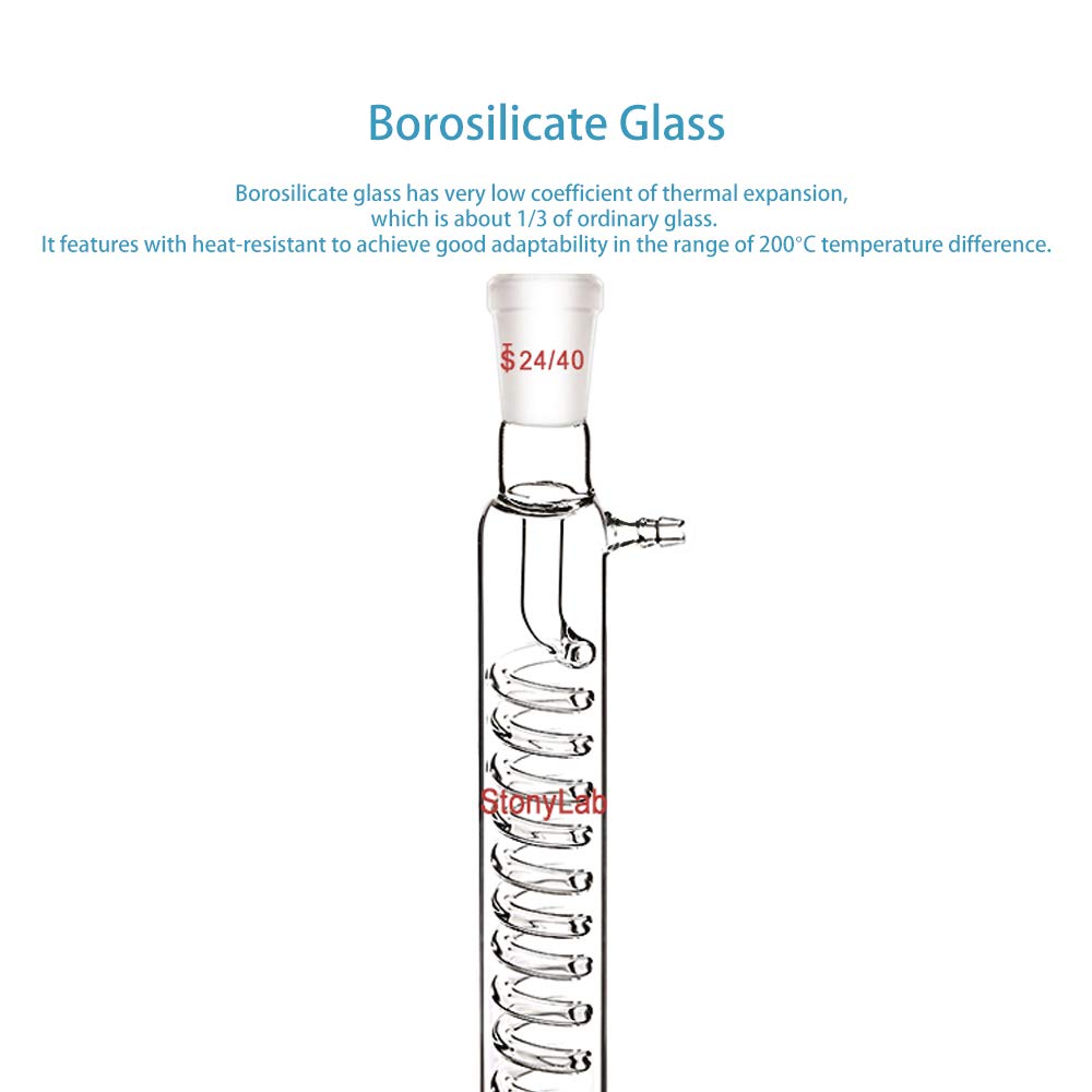 StonyLab Borosilicate Glass Graham Condenser with 24/40 Joint 300 mm ...