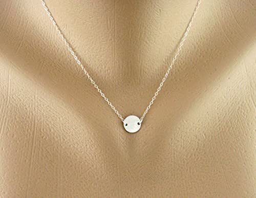 Amazon.com: Circle Disc Necklace, Sterling Silver Necklace, Custom ...