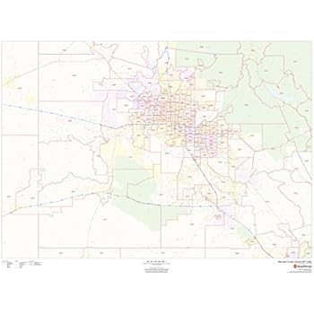 Amazon.com : Maricopa County, Arizona Zip Codes - 48" x 36" Paper Wall ...