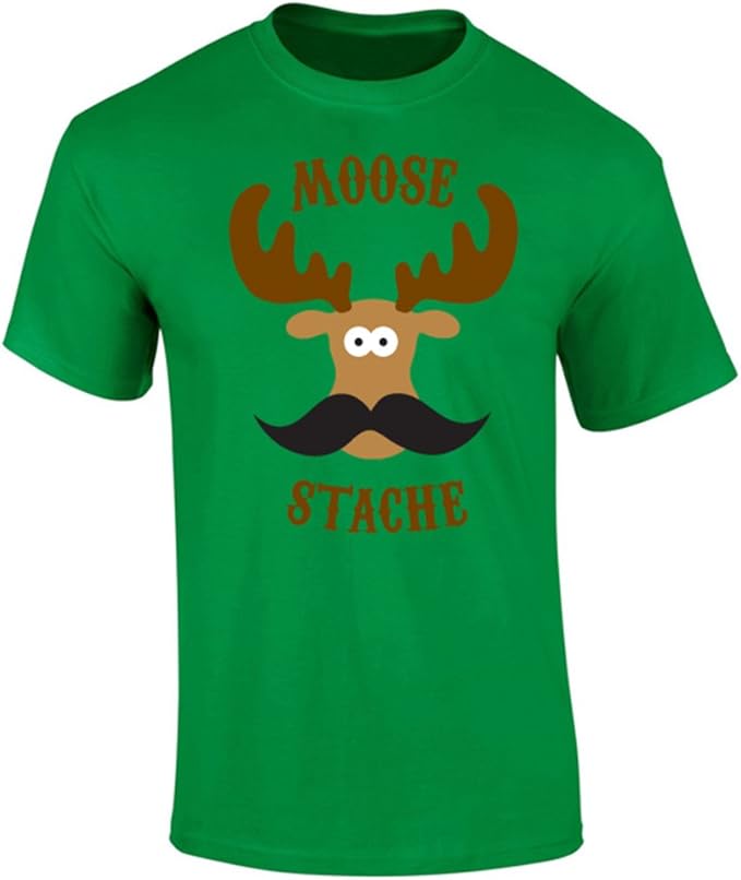 Mens Moose Stache Moustache Funny T-Shirt: Amazon.co.uk: Clothing