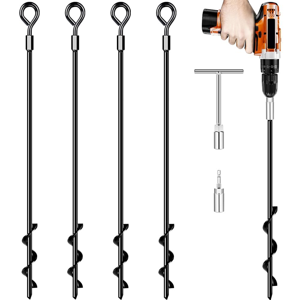 Ground Anchors 26“ Screw in Heavy Duty Ground Anchors,Tent Stakes for ...