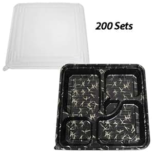 Amazon.com: Disposable Bento Boxes 10.6"x10.6" (200 Sets): Kitchen & Dining
