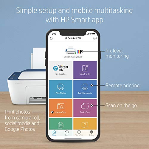HP DeskJet 2732 Wireless All-in-One Compact Color Inkjet Printer ...