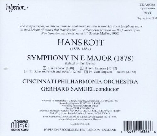 Hans Rott: Symphony In E Major (CD, Nov-1989, Hyperion) for sale online ...