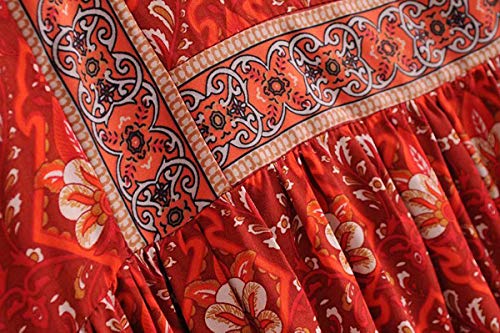 R.Vivimos Women's Summer Cotton Half Sleeve Casual Loose Bohemian Floral Tunic Dresses ...