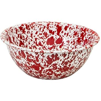 Amazon.com | Enamelware Salad Bowl, 4 quart, Red/White Splatter: Deep ...