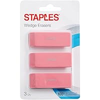 Amazon.com : Staples Pink Wedge Erasers, 3/Pack : Pencil Erasers ...