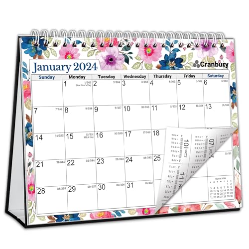CRANBURY Floral Standing Desk Calendar 2024, 8x6 Standing Desk Calendar ...