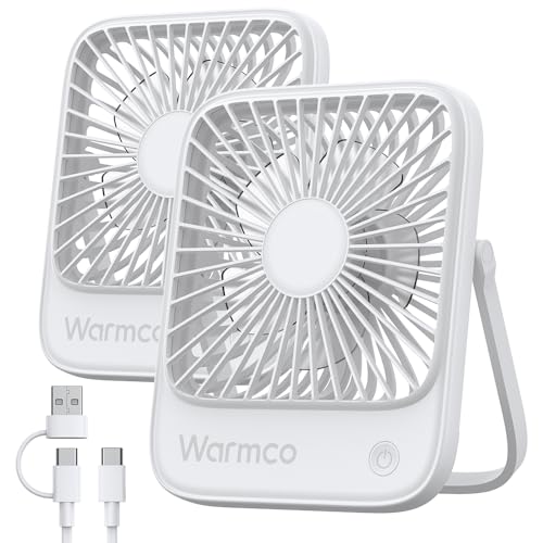 Warmco USB Desk Fan 2Pack, USB C Corded Powered Personal Fan, Strong ...