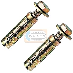 M16 x 30mm Loose Bolt Shield Anchor Heavy Duty Wall Plug - Pack 2 ...