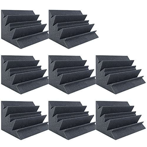 DEKIRU 8 Pack Acoustic Foam Bass Traps Corner Block 12" X 7" X 7 ...