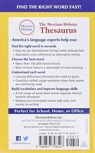 The Merriam-Webster Thesaurus, Mass-Market Paperback | Pricepulse