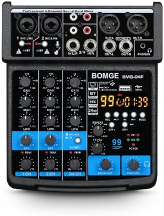 BOMGE 4 Channel bluetooth mini DJ audio sound mixer controller with ...