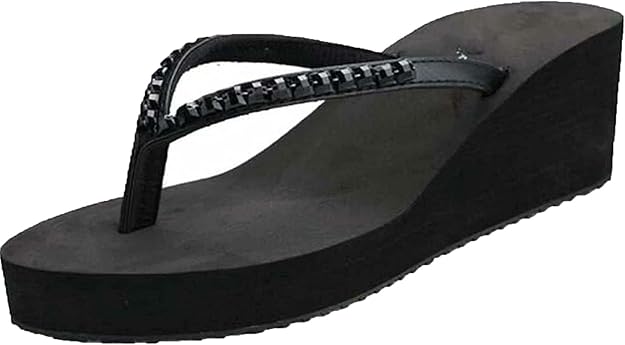 Tongs à talon compensé pour femme - Noir - Noir , Large EU: Amazon.fr ...