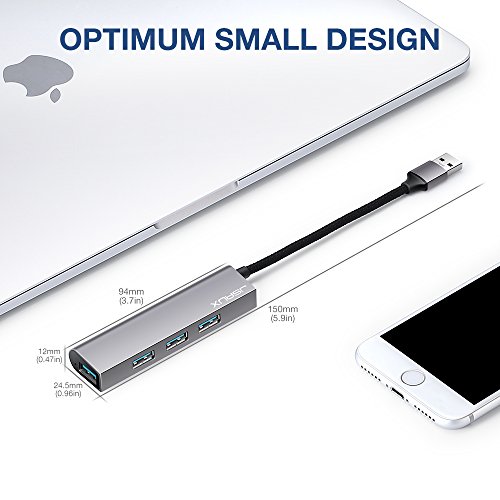USB 4 Port 3.0 Hub, JSAUX Ultra Slim Aluminum High-Speed Data Transfer ...