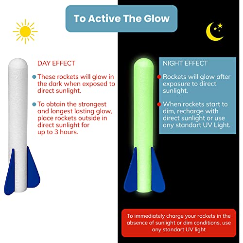Botabee Replacement Soft Foam Glow-in-The-Dark Rockets for Stomp Rocket ...