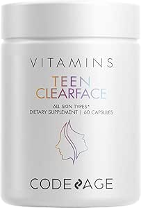 Amazon.com: Codeage Teen Clearface Adolescent Face, Skin & Pimples, Vitamins A, C, D3, E ...