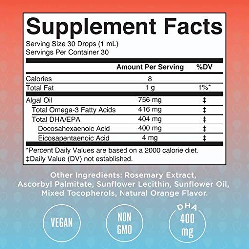 Omega 3 Liquid Drops | 400mg DHA Per Serving | Omega 3 Supplement for ...