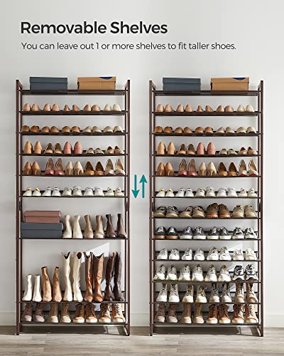 SONGMICS Shoe Rack, 12-Tier Tall Metal Shoe Storage Organizer for ...