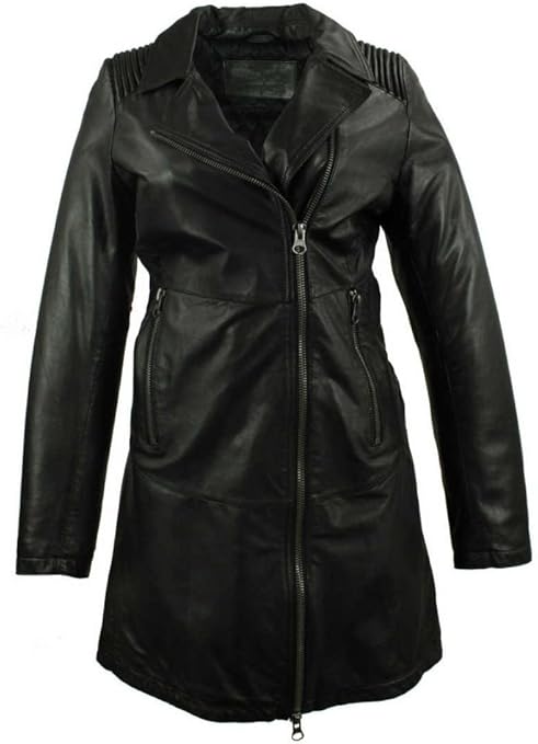 Damen Ledermantel Lammnappa schwarz: Amazon.de: Bekleidung