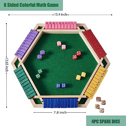 Vamslove Shut The Box Game for 6 Player with 12+4 Bonus Dice - Colorful ...