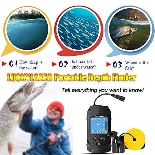 LUCKYLAKER Water Boat Fish Finders Depth Portable Handheld Fish Finder Transducer Wired Ice ...