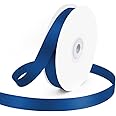 Amazon.com: 5/8" Wide x 50 Yards Navy Blue Single Faced Polyester Satin ...