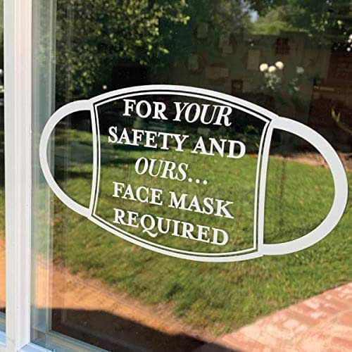 Amazon.com: MASK REQUIRED SIGN, COVID-19 SAFETY DECAL IN WHITE FOR EASY ...