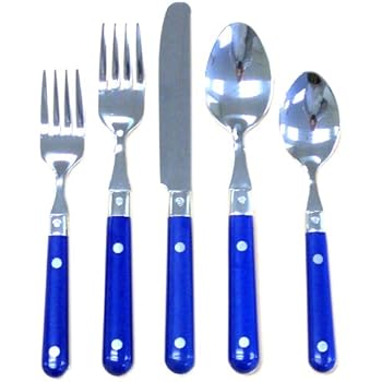 Amazon.com: Cambridge Silversmiths Jubilee 16Piece Flatware Set, Blue ...
