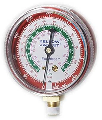 Yellow Jacket 49051 2-1/2" Gauge (Degrees F), Red Pressure, 0-500 psi ...