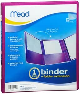 Amazon.com : Mead 1 Inch Binder With Folder Extension - School Supplies ...