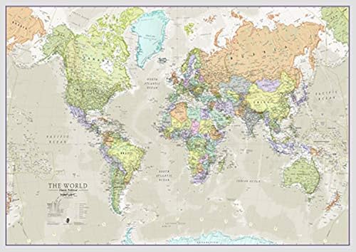 World Map Classic Style - Front Sheet Lamination - Cartographic Detail ...