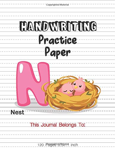 Handwriting Practice Paper: Nest For Kids Blank Writing Sheets Lines ...