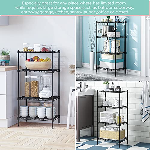 4-Shelf Adjustable,Metal Storage Rack,Steel Organizer Wire Rack ...